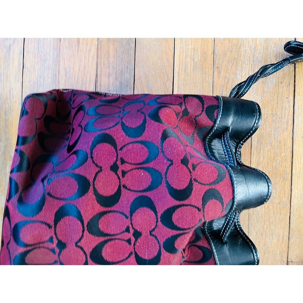 Coach Maroon And Black Bucket Bag - Gem